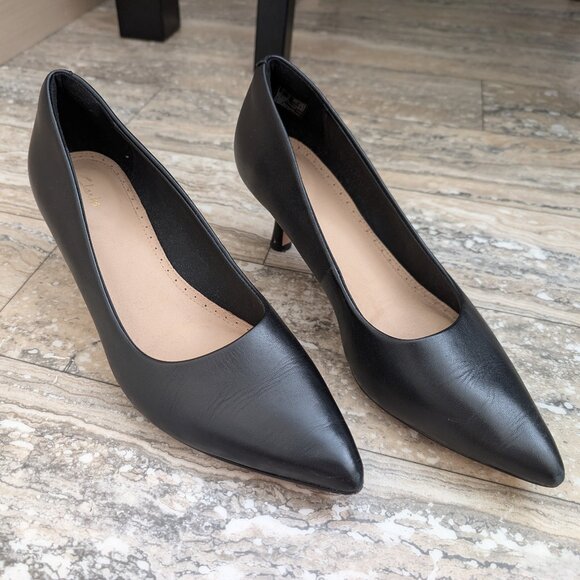 Clarks | Shoes | Clarks Violet55 Rae Leather Heels Black Us Womens ...